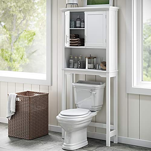 RiverRidge, White Somerset Bathroom Over the Toilet Storage Spacesaver with Open Shelf and Two Doors