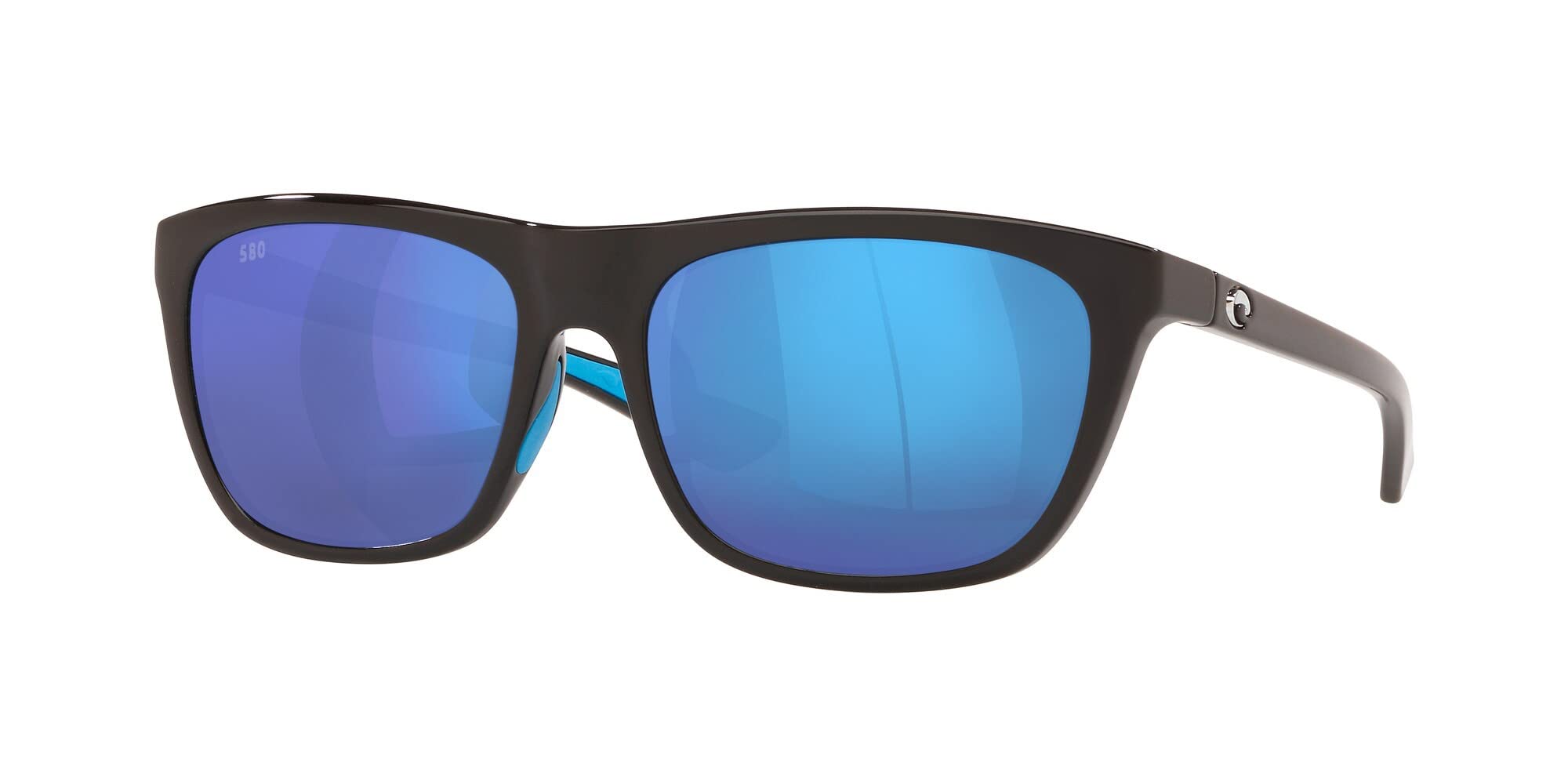 Costa Del Mar Womens Cheeca Square Sunglasses, Shiny Black/Blue Mirrored Polarized-580G, 57 mm
