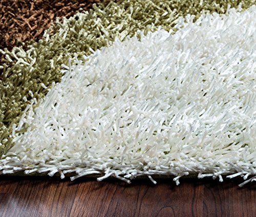 Rizzy Home Kempton Collection Polyester Area Rug, 5' x 7', Multi/Sage/Brown/White Stripe