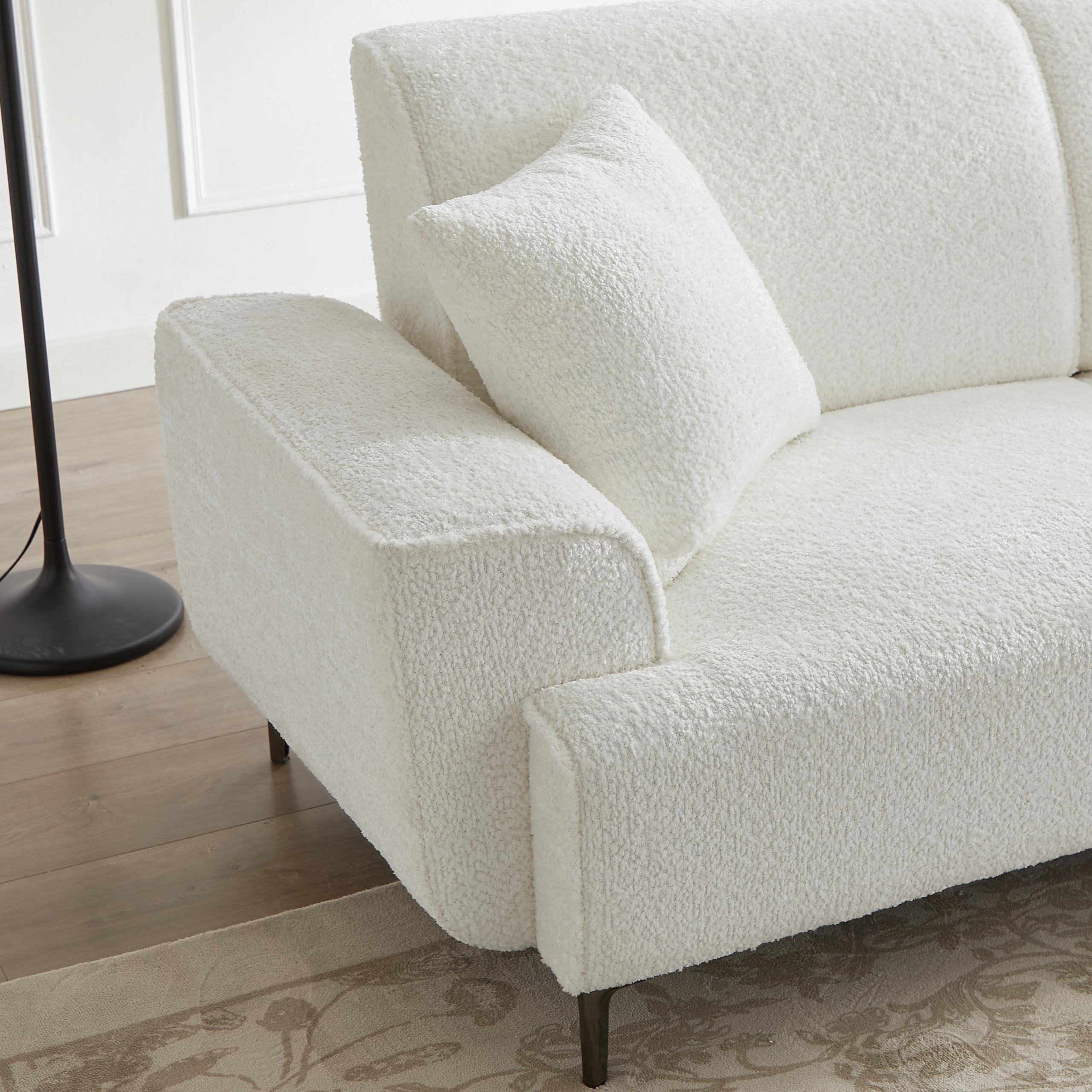 FREEHOMAE 80" Sofa Couch,Small Modern Loveseat,Love Seat with 2 Seater,Lamb Wool Loveseat Sofa,Small Couch for Living Room,Bedroom,Office and Small Space(White)