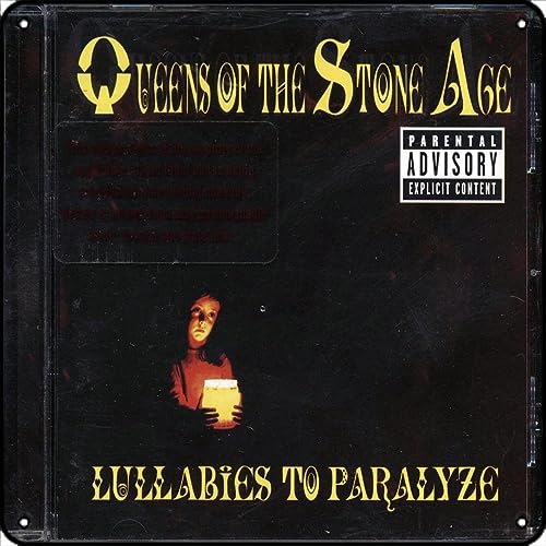 Zuhhgii Queens Of The Stone Age - Lullabies To Paralyze Metal Signs Vintage Rock Music Wall Decor Man Cave Tin Sign Gym Pool Bar Bathroom Yard Garage Pub Plaque Poster Wall Art Sign 12x12 Inch
