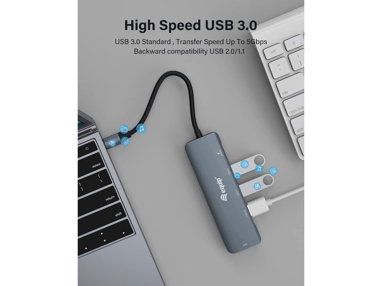 Equip 133487 USB-C 5-in-1 Multifunction Adapter HDMI USB 3.2 Gen1 100W USB PD