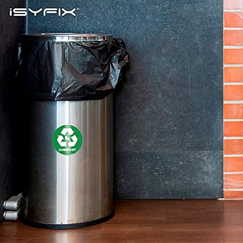 iSYFIX Compost Sticker for Trash Can Bins - 6 pack 5 inch β Premium Self-Adhesive Vinyl, Laminated for Weatherproof, UV Resistant, Perfect label stickers for containers, Ideal Sign for Kitchen, Office