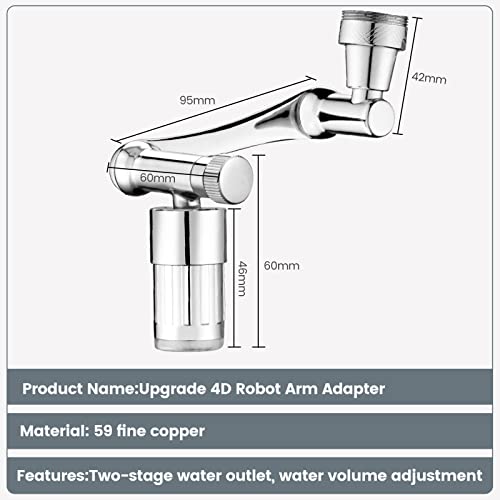 Faucet Extender, 1440° Rotating Faucet Extender for Bathroom Sink with 3 Mode LED Light, Universal Robotic Arm Swivel Faucet Aerator attachment with Adjustable Knobs Splash Filter Kitchen Tap