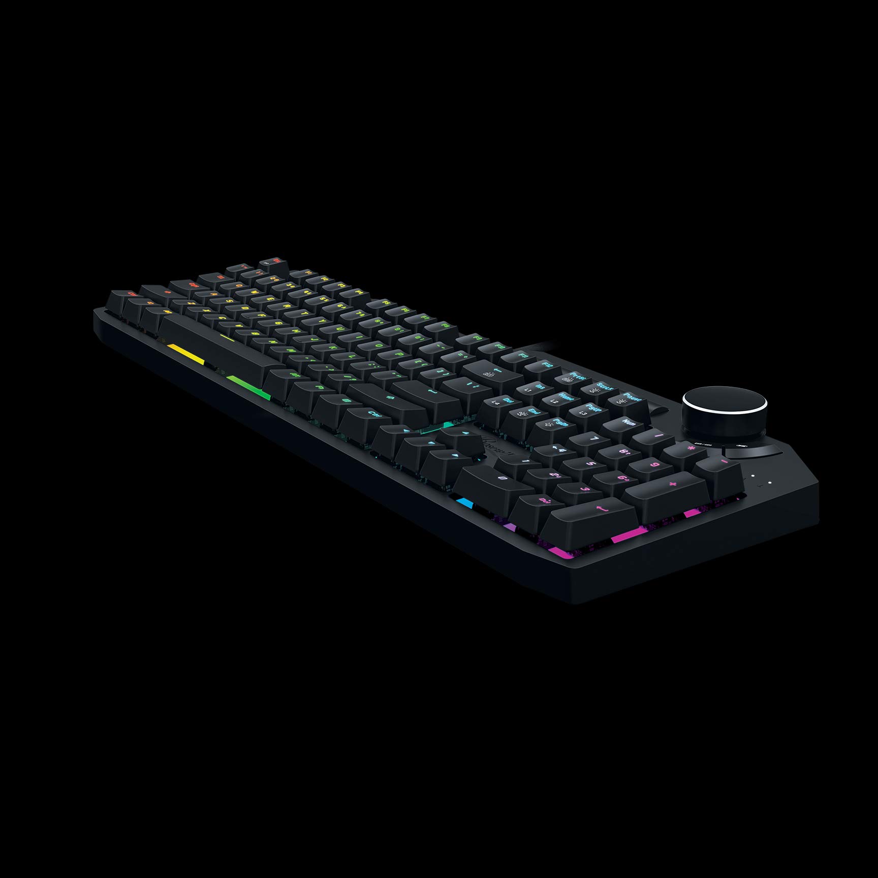 Rosewill Mechanical Gaming Keyboard, 15 RGB Backlit Modes, 2-Port USB Passthrough, Media Keys and Multifunctional Volume Dial, Magnetic Wrist Rest, Tactile Brown Switches - NEON K90 RGB BR, Black