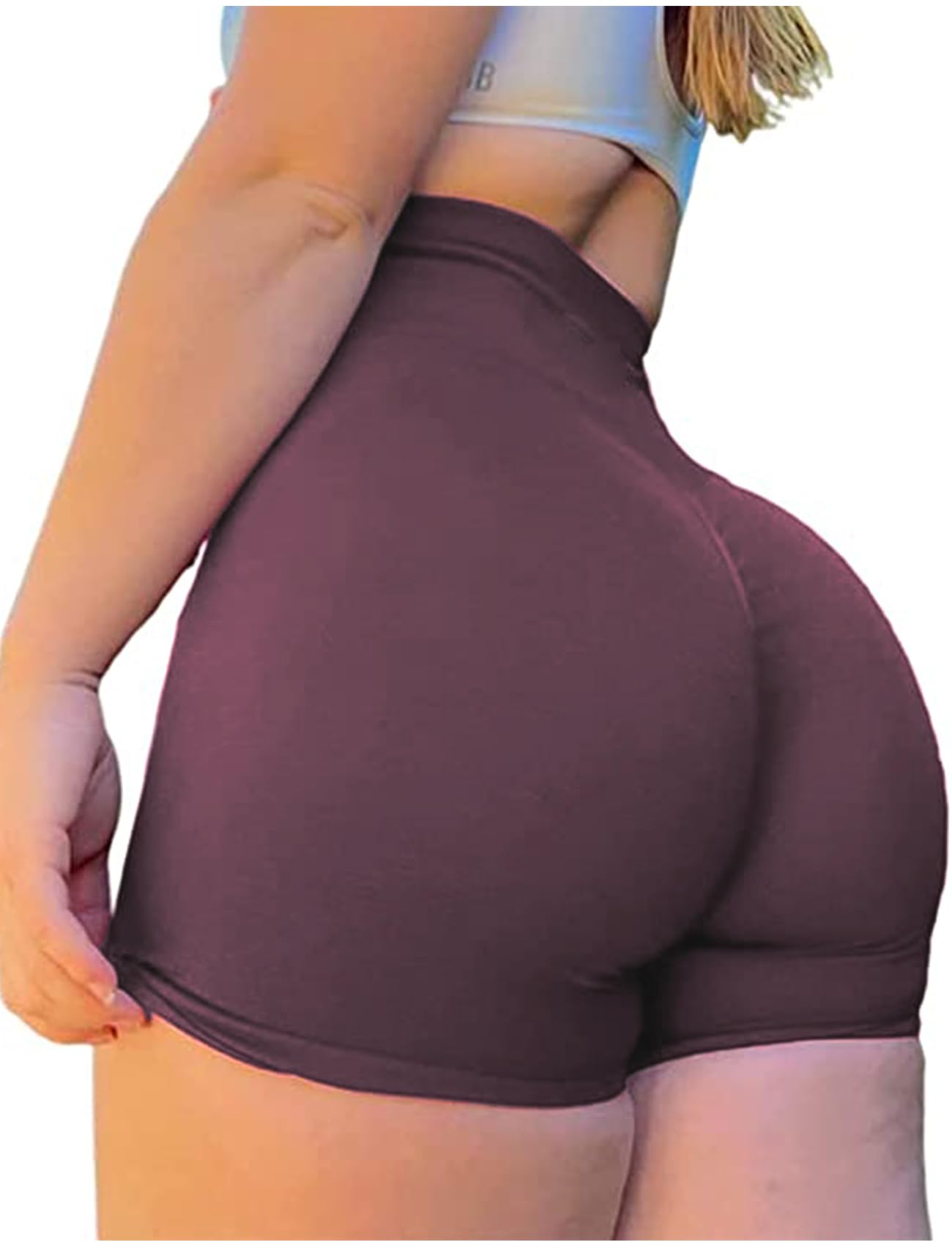 CHANGEZOE Women Butt Scrunch Workout Shorts Seamless High Waisted Amplify Gym Yoga Athletic Booty Shorts M