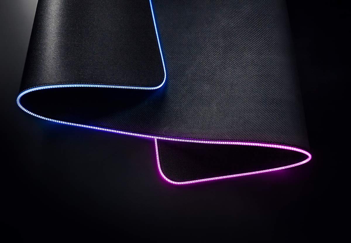 ROCCAT Sense AIMO XXL Ultra-Wide PC Gaming Mousepad, RGB Illumination, High Precision, Non Slip Back, Extended Keyboard Desktop Mouse Pad with Stitched Edges, Smooth, Black
