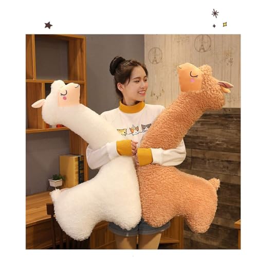Hofun4U Llama Plush Pillow, 51 Inch Alpaca Plush Long Body Pillow, Alpaca Stuffed Animal, Christmas Holiday Birthday Gift (Brown)