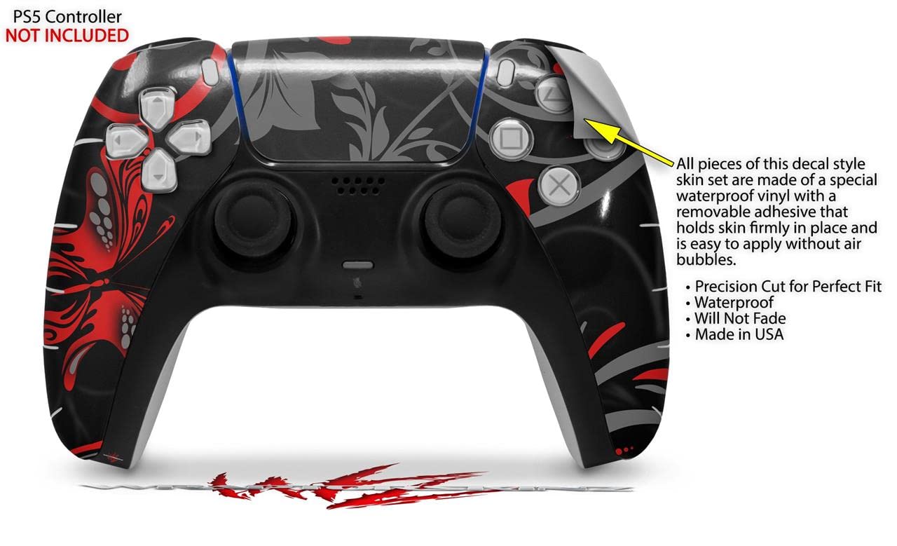 WraptorSkinz Skin Wrap compatible with Sony PS5 DualSense Controller Twisted Garden Gray and Red (CONTROLLER NOT INCLUDED)
