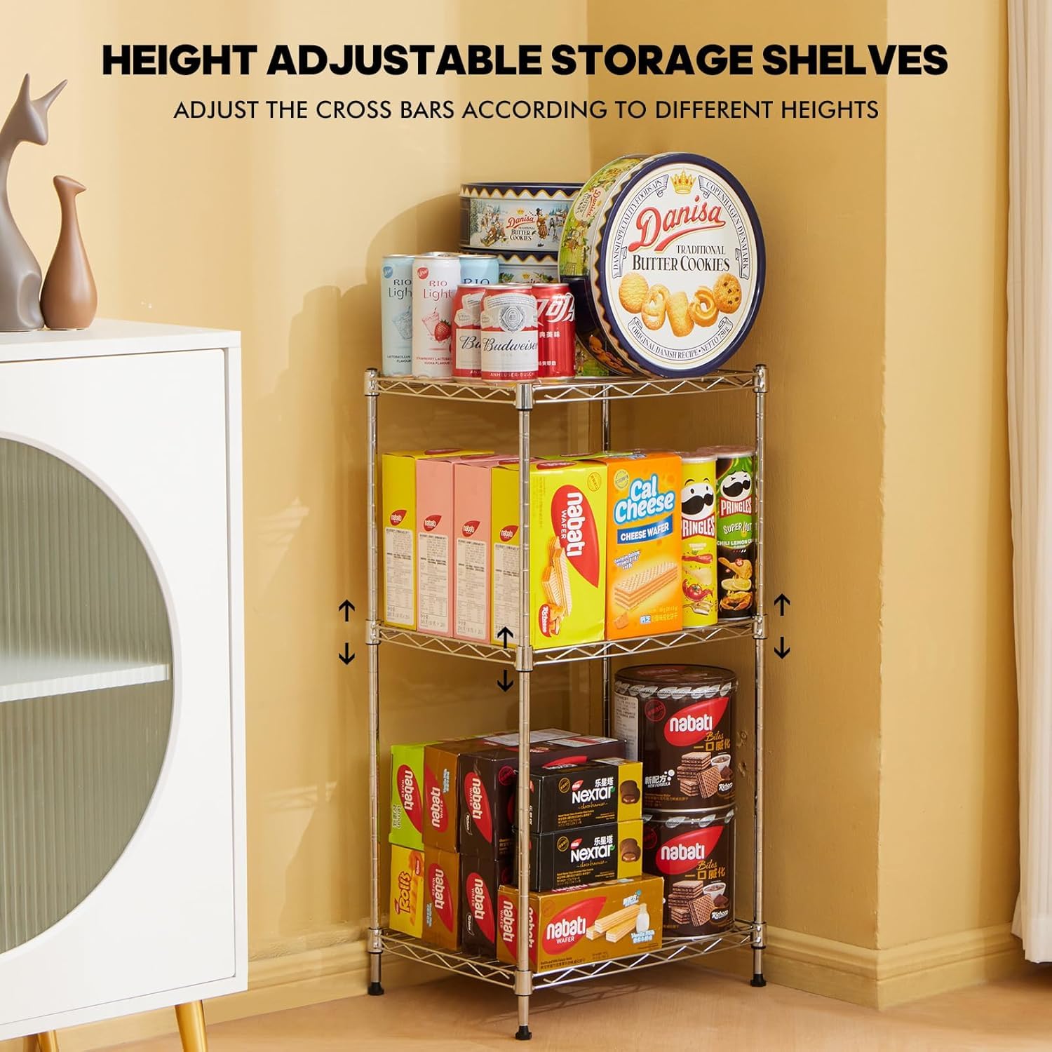 Land Guard Height-Adjustable Chrome Storage Racks and Shelving, 3-Tier Wire Shelf, Metal Rack Shelving, Narrow Storage Rack for Laundry Bathroom Kitchen Pantry Closet (16”L x 12”W x 30”H)…