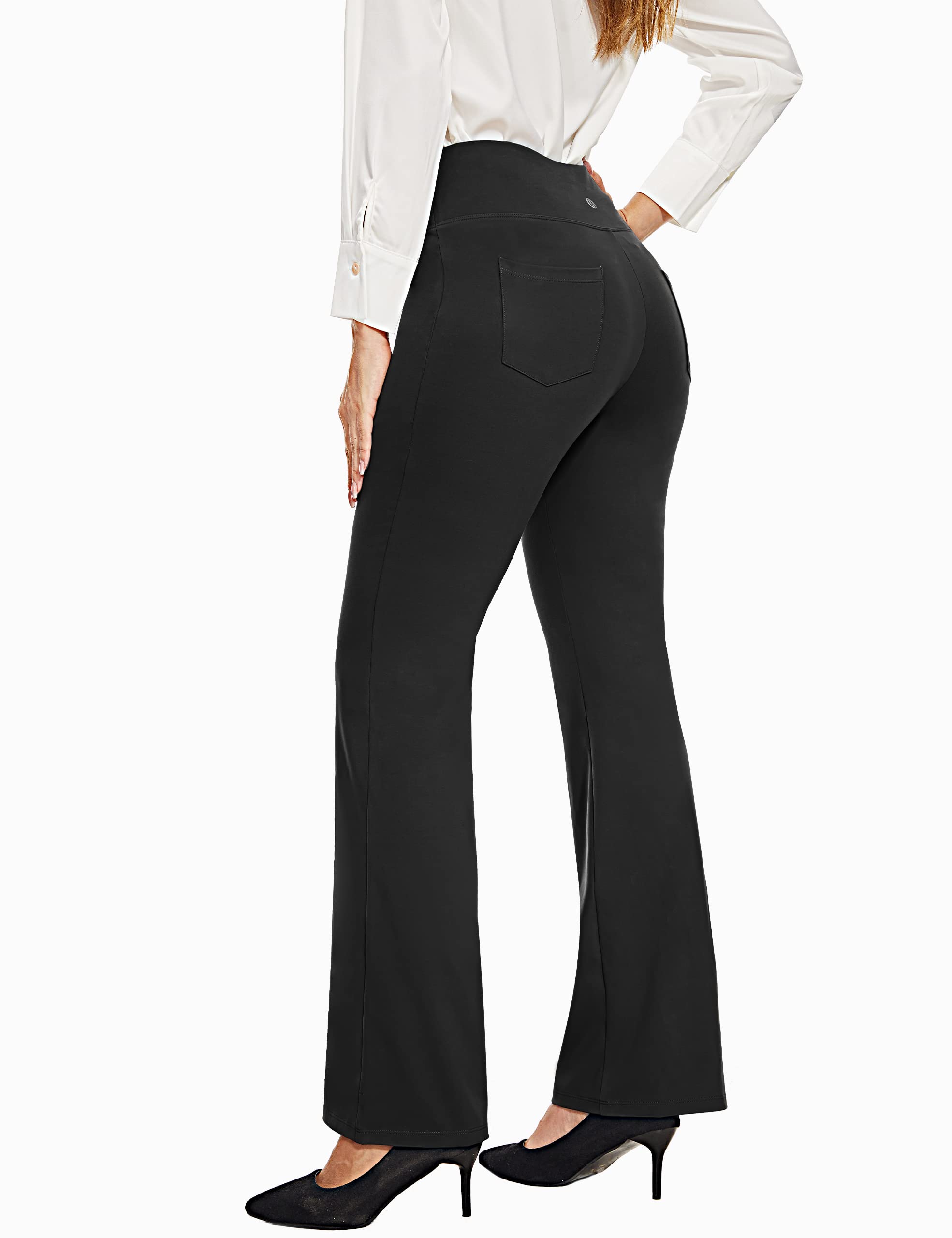 Desol Flare Leggings,High Waisted Bootcut Yoga Pants with Pockets,Tummy Control Bootleg Pants,Work Pants for Women Deep Khaki
