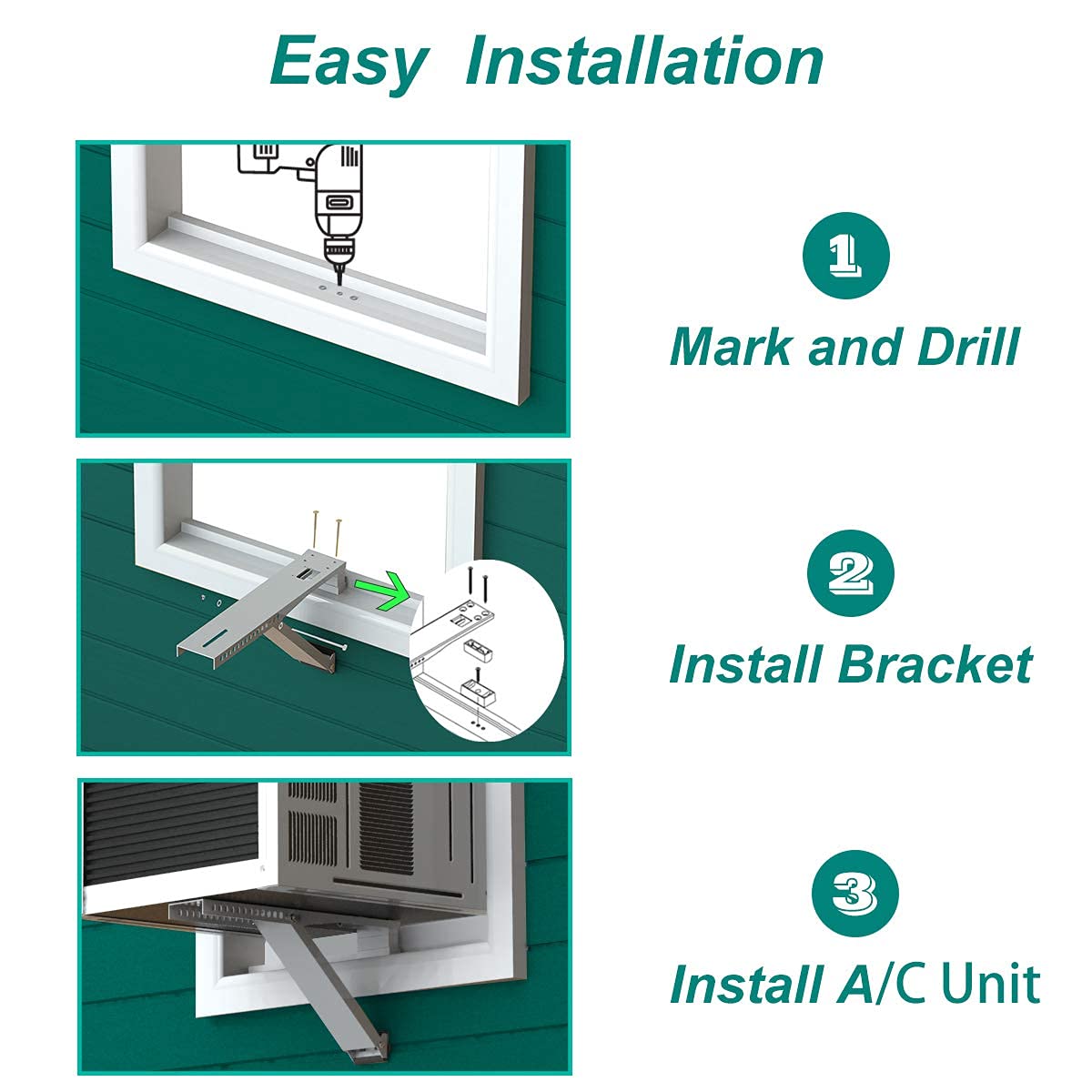 Daisypower Window AC Bracket,Window Air Conditioner Support Bracket Light Duty,Sturdy Structure AC Unit Bracket,Up to 85lbs, 5,000~12,000BTU(S)