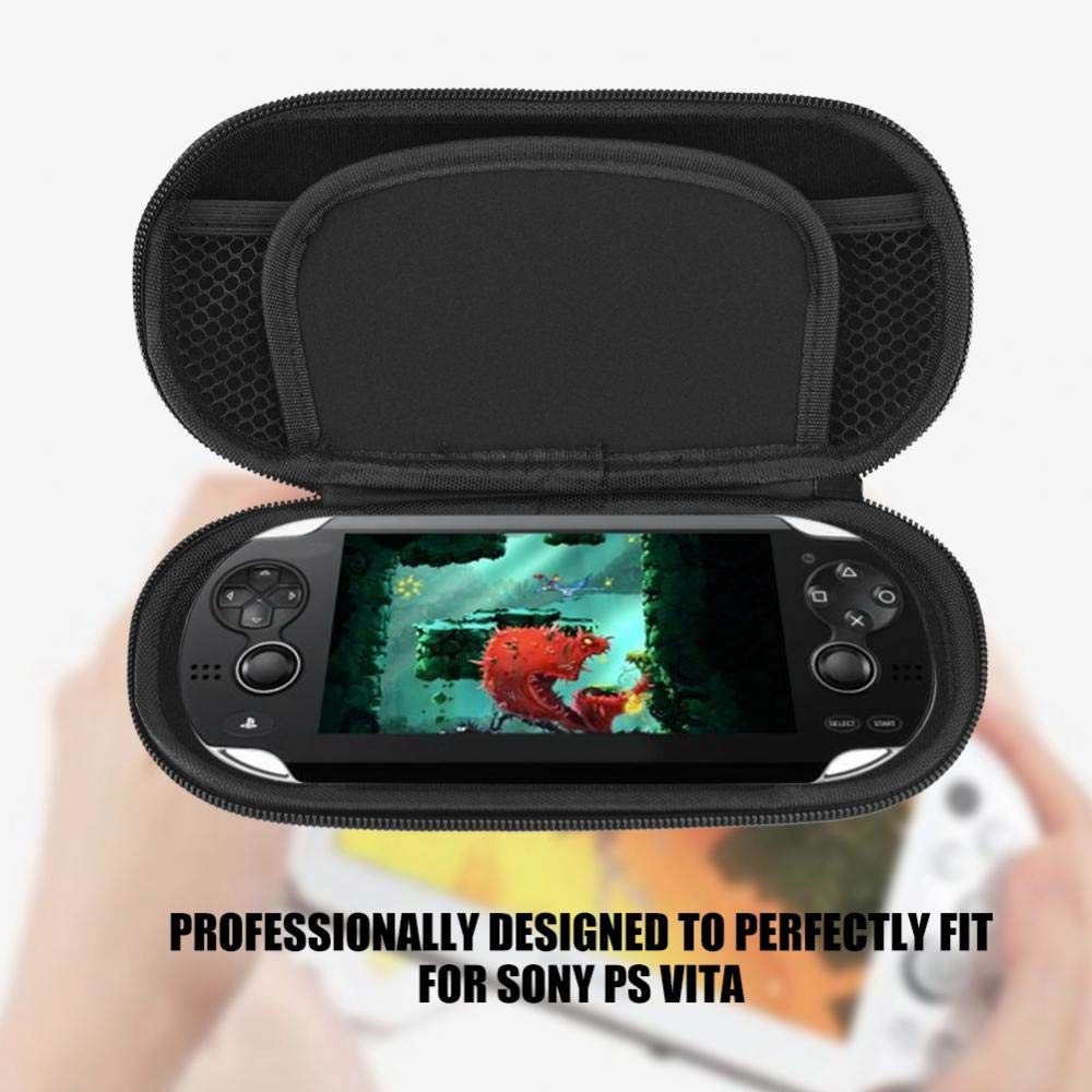 Protective Hard Case for PS Vita, Anti-Droop Case Cover Travel Organizer Carrying Bag with Screen Waterproof Shockproof Storage Protector for Sony Vita(Black) [video game]