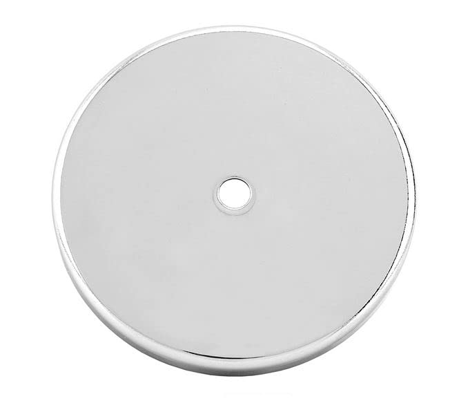 Walker Partners Round Base Cup Magnet with Hole for mounting, 50 lbs Pulling Power 2.4 inch Diameter 2-Pack, chrome