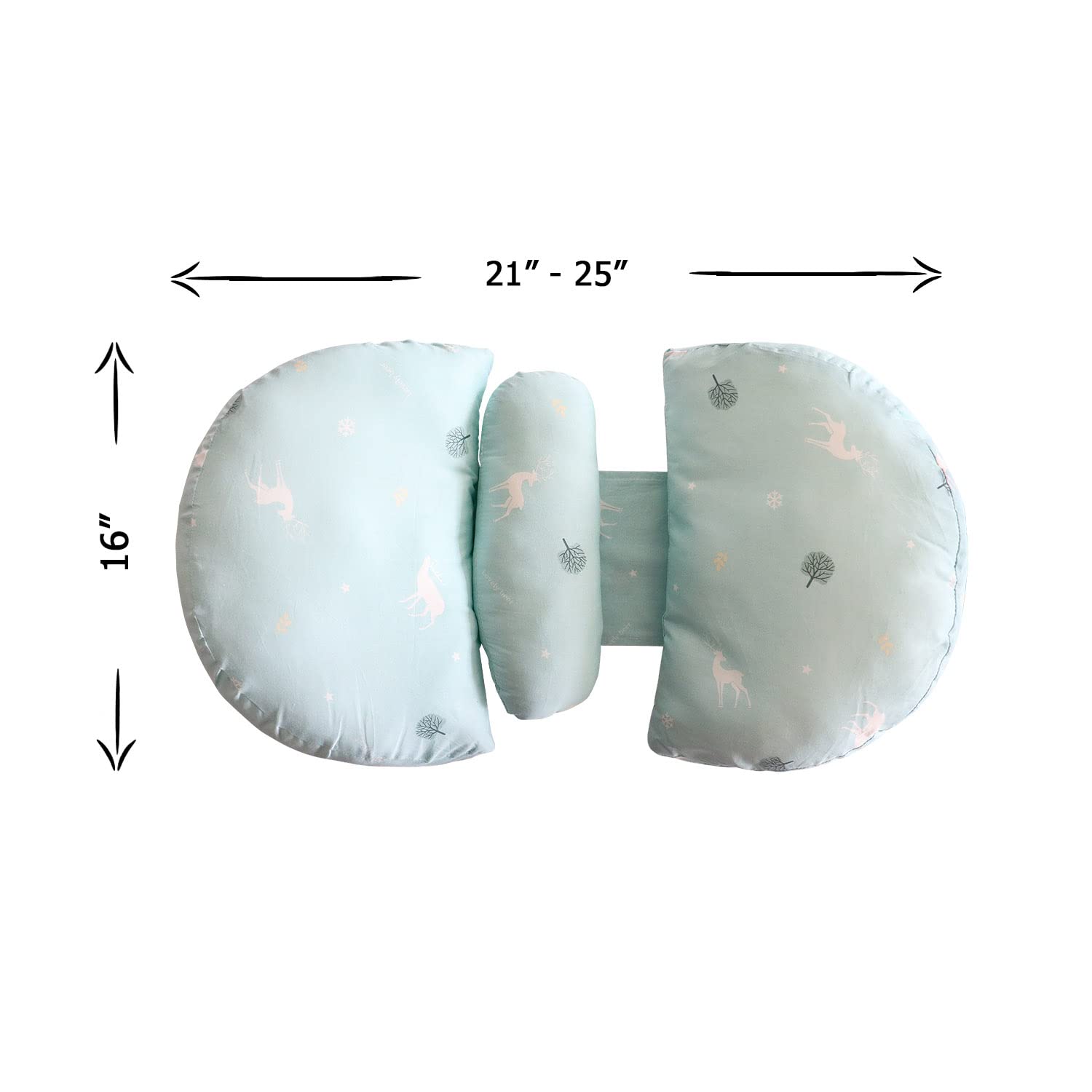 Lacomfy Pregnancy Pillow for Side Sleeper, Double Wedge Pillow for Maternity, Side Sleeping Pillow for Belly, Waist, Back Support, Detachable and Removable Outercase, Easy to Clean, Light Green