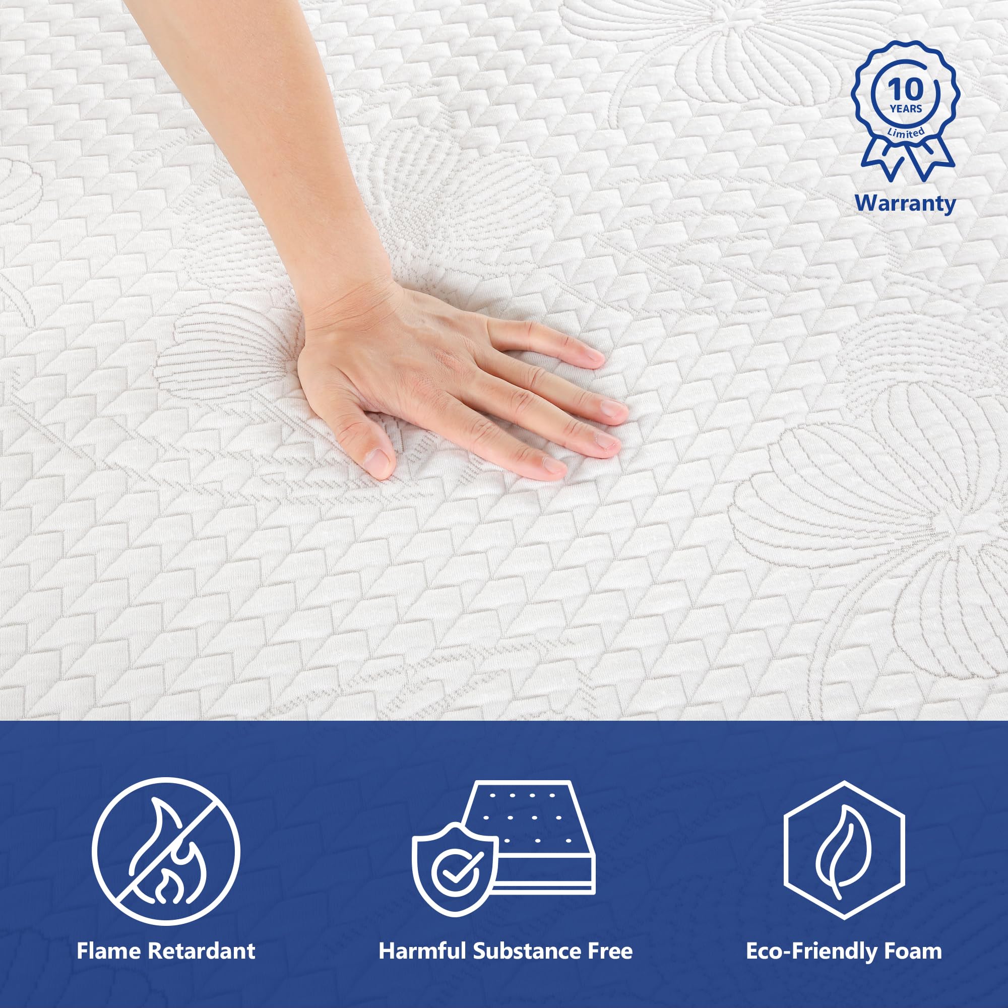 Olee Sleep 9 Inch Ventilated Gel Infused Memory Foam Mattress, CertiPUR-US® Certified, Gray, King