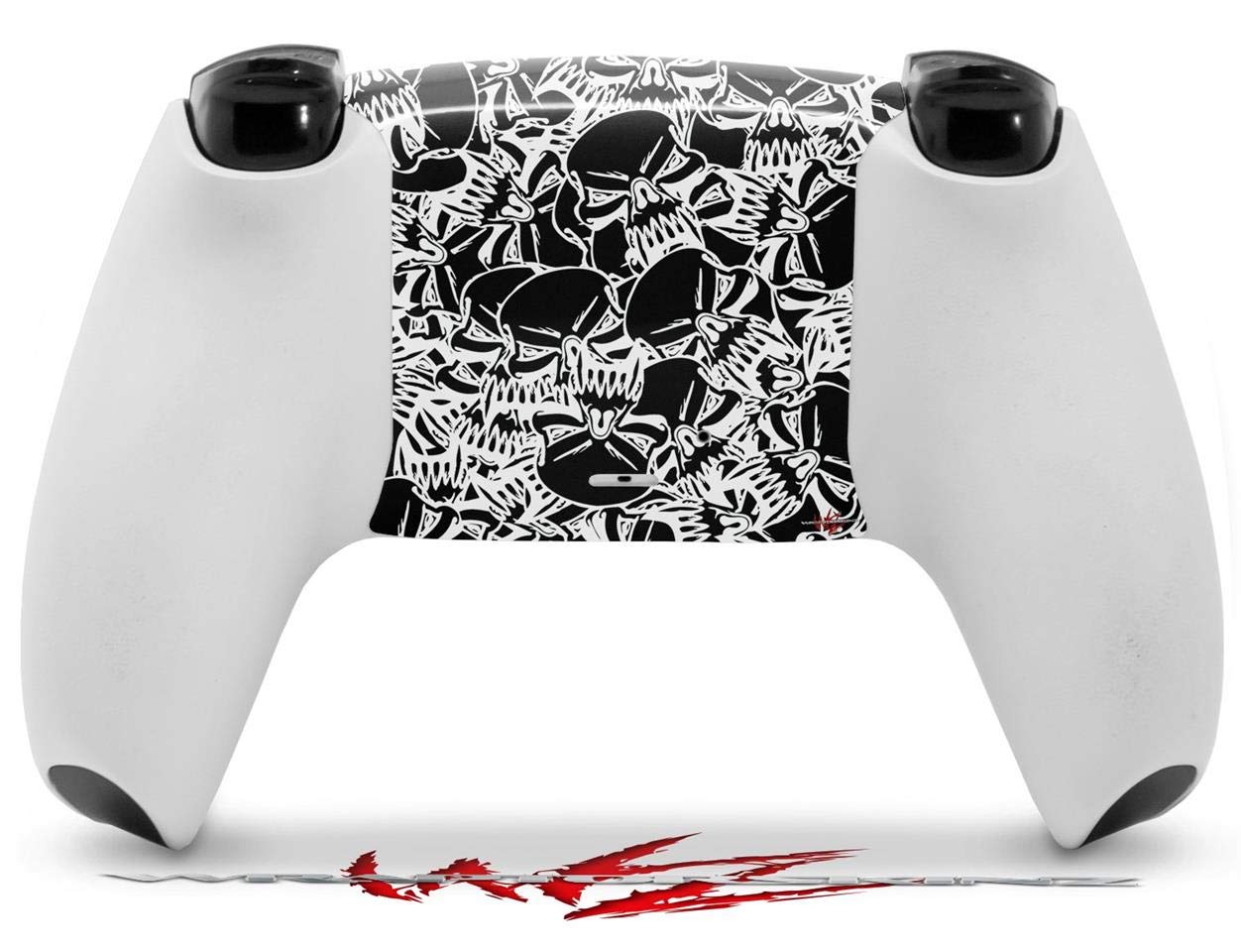 WraptorSkinz Skin Wrap compatible with Sony PS5 DualSense Controller Scattered Skulls Black (CONTROLLER NOT INCLUDED)