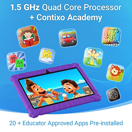 Contixo Kids Tablets Bundle - 7 inch 16GB Storage, Bluetooth, Android, Dual Cameras, Parental Control, Kids Bluetooth Headphone & 32GB microSD Card