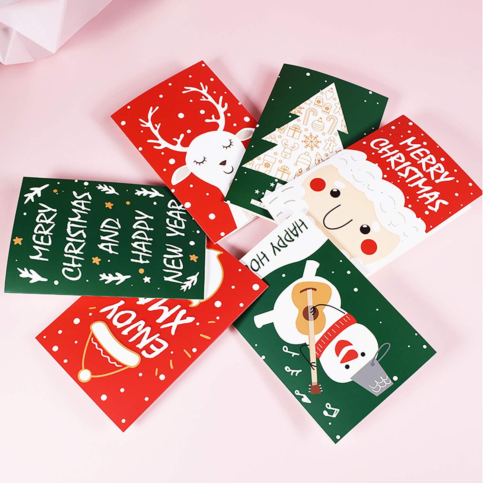 Christmas Cards Set Holiday Cards - Set of 24 cards 6 Assorted Designs, versed inside with envelopes