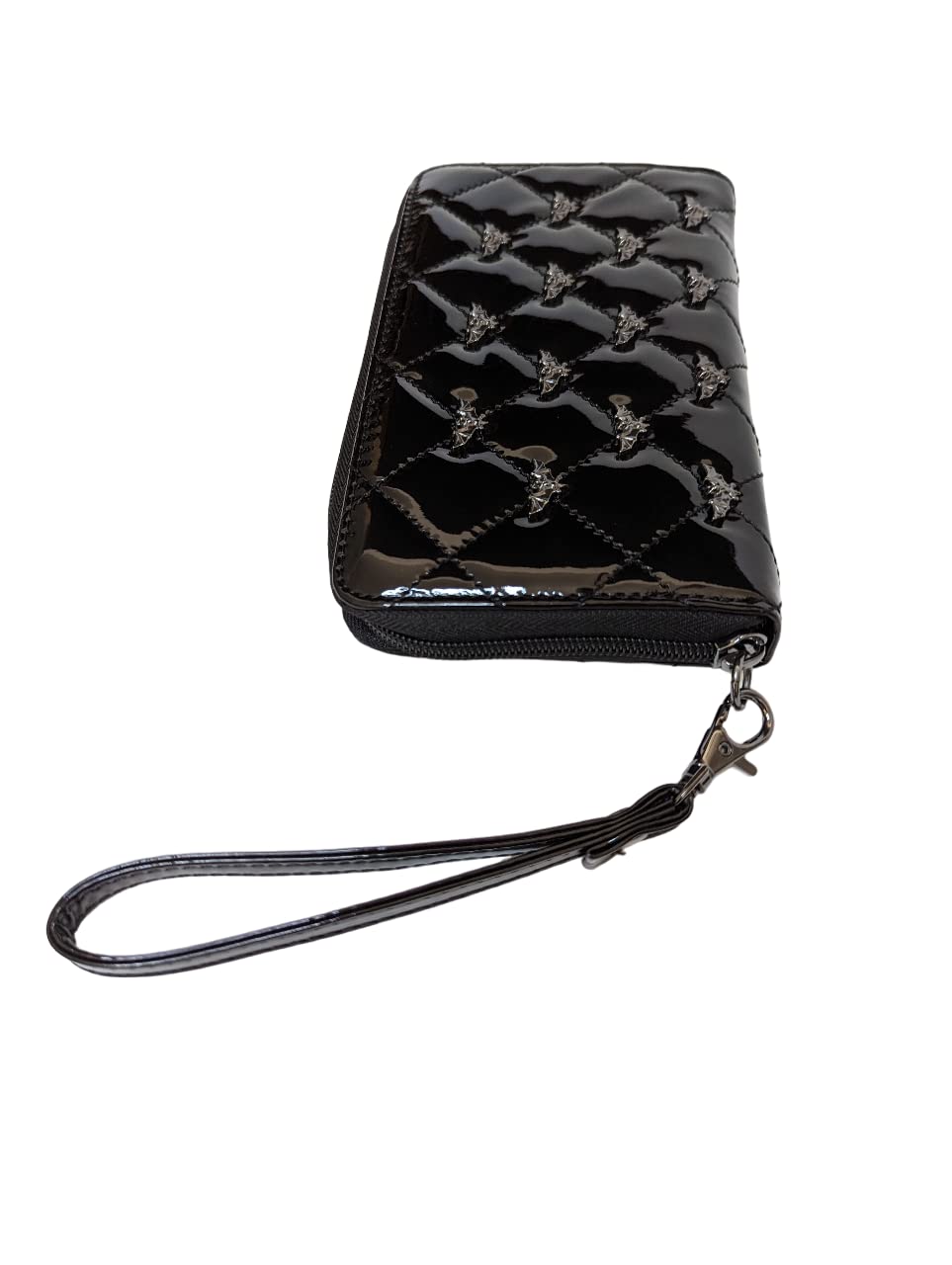 Rock Rebel Studded Bats Zip Around Wallet Black