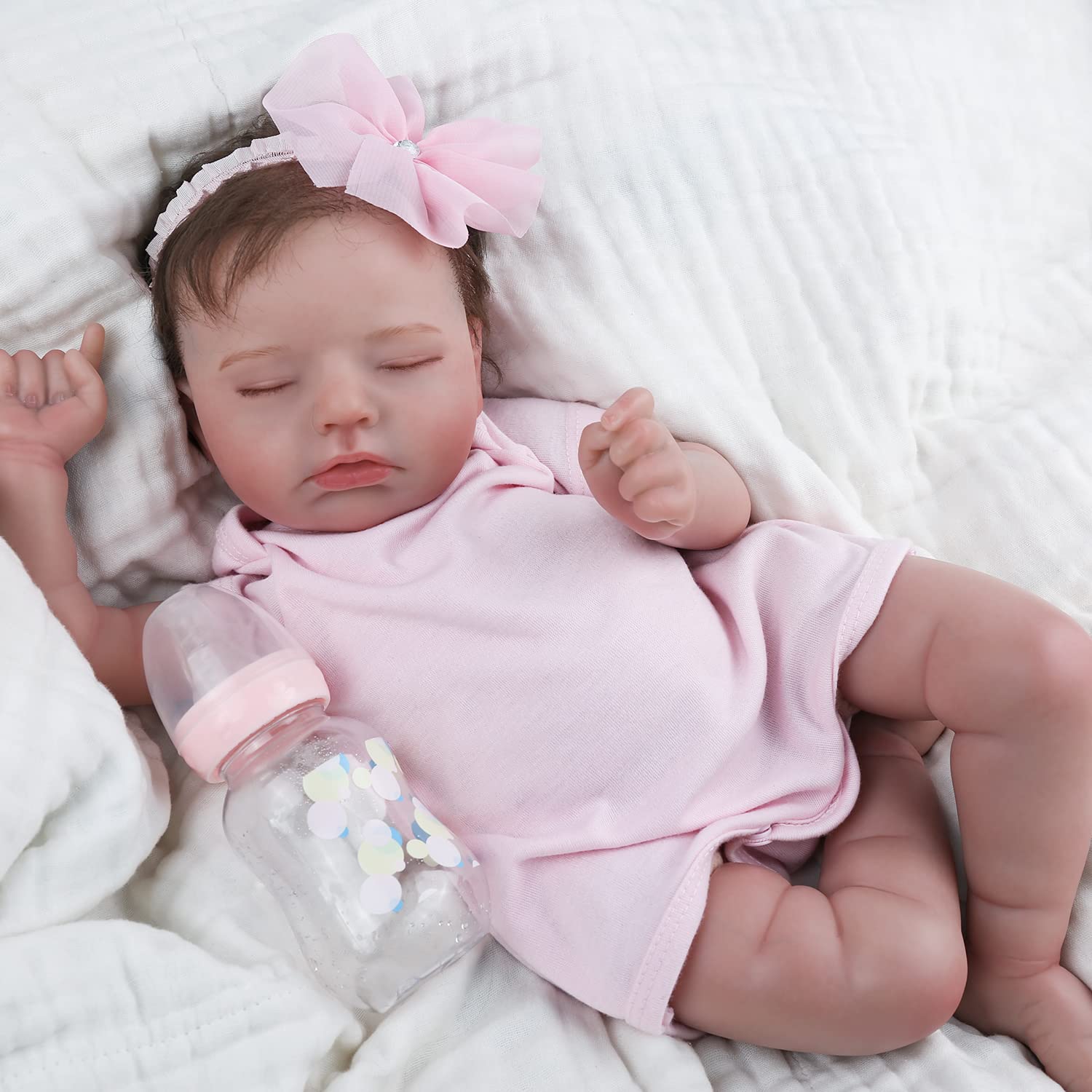 DCOLCO 20 Inch Reborn Baby Doll - Lifelike Sleeping Toy with Closed Eyes, Soft Body for Kids Age 3+