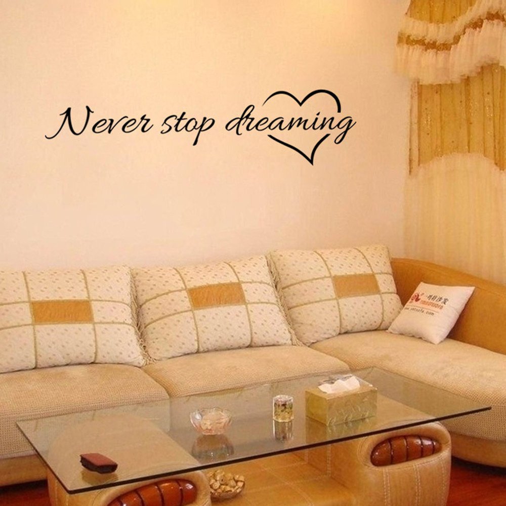 Cute Room Decorations for Girls Wall Art Dreaming Removable Never Vinyl Decor Room Stickers Home Stop Mural Home Decor Bedroom Decals for Wall Boys