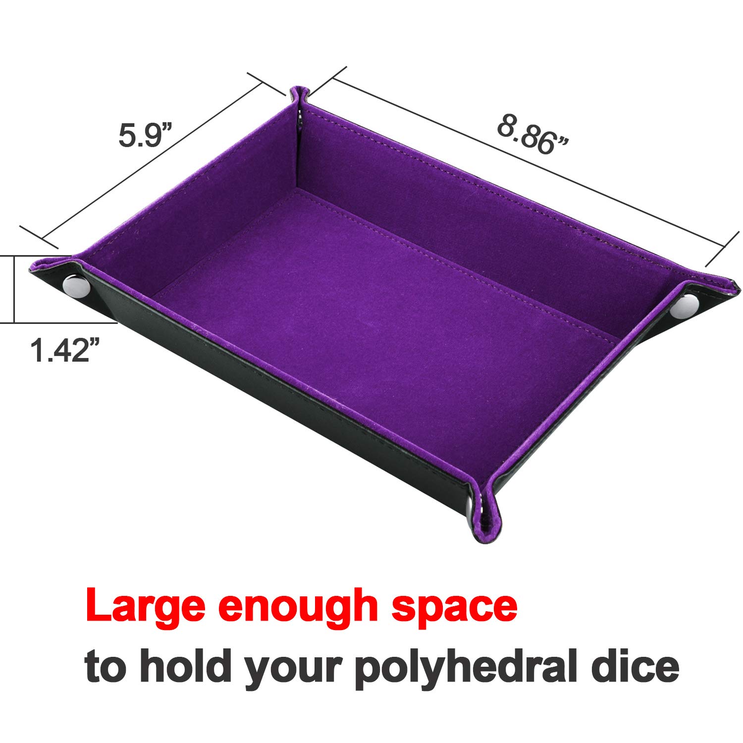 SIQUK Double Sided Dice Tray Folding Rectangle PU Leather and Dark Violet Velvet Dice Holder
