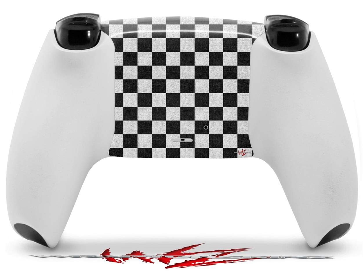 WraptorSkinz Skin Wrap compatible with Sony PS5 DualSense Controller Checkered Canvas Black and White (CONTROLLER NOT INCLUDED)