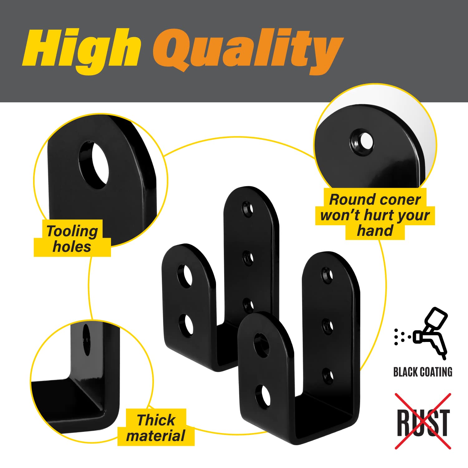 CABASAA 2x4 Door Barricade Brackets, Heavy Duty Open Bar Security Holder Bracket, Security Bar Door Stopper Fits 2x4 Boards Lumber, Door Jammer and Tool Hanger for Your Home (2 PCS)