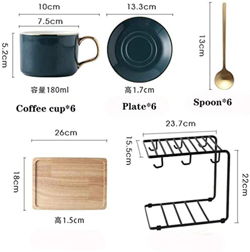 CHUNCIN - European-Style Simple Household Afternoon Tea Set Coffee Utensils with Bamboo Tray Wrought Iron Cup Holder Stand Organizer Rack