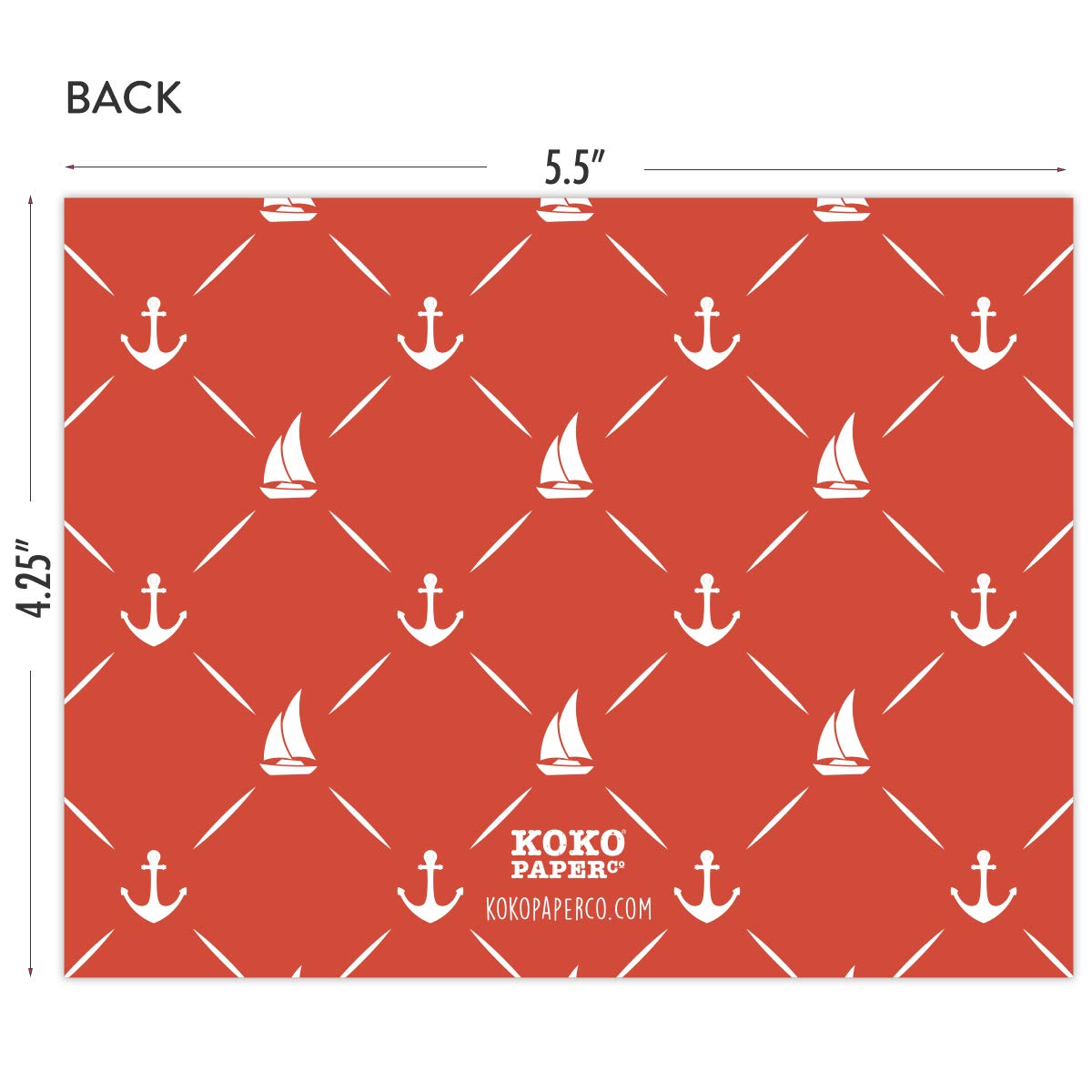 Koko Paper Co Nautical Thank You Cards | 25 Flat Note Cards and Envelopes | Printed on Heavy Card Stock.
