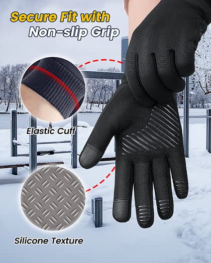 FEWTUR Winter Gloves for Men Women Cold Weather - Touch Screen Warm Gloves for Cycling