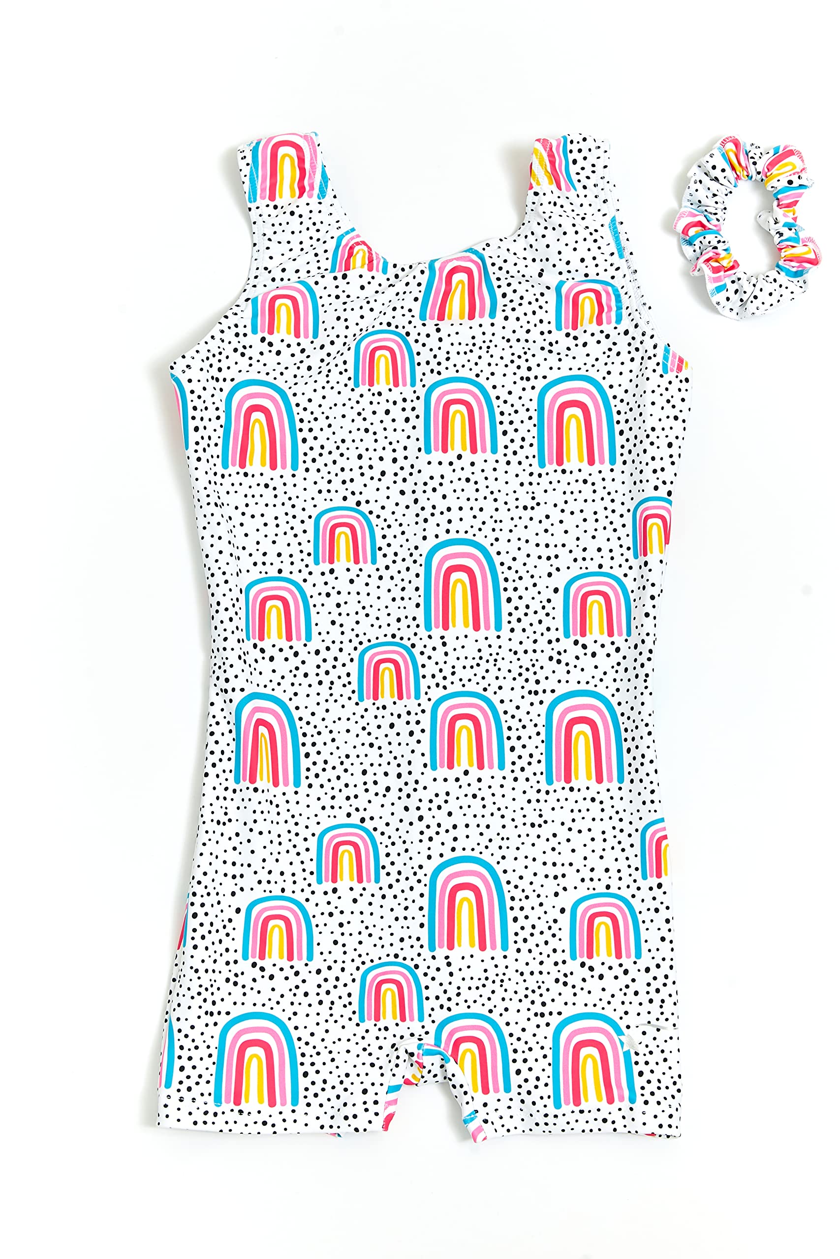 Destira Rainbow Sherbet Unitard for Girls, Soft Fabric Dance, Biketard Athletic Wear, Child Small (6x)