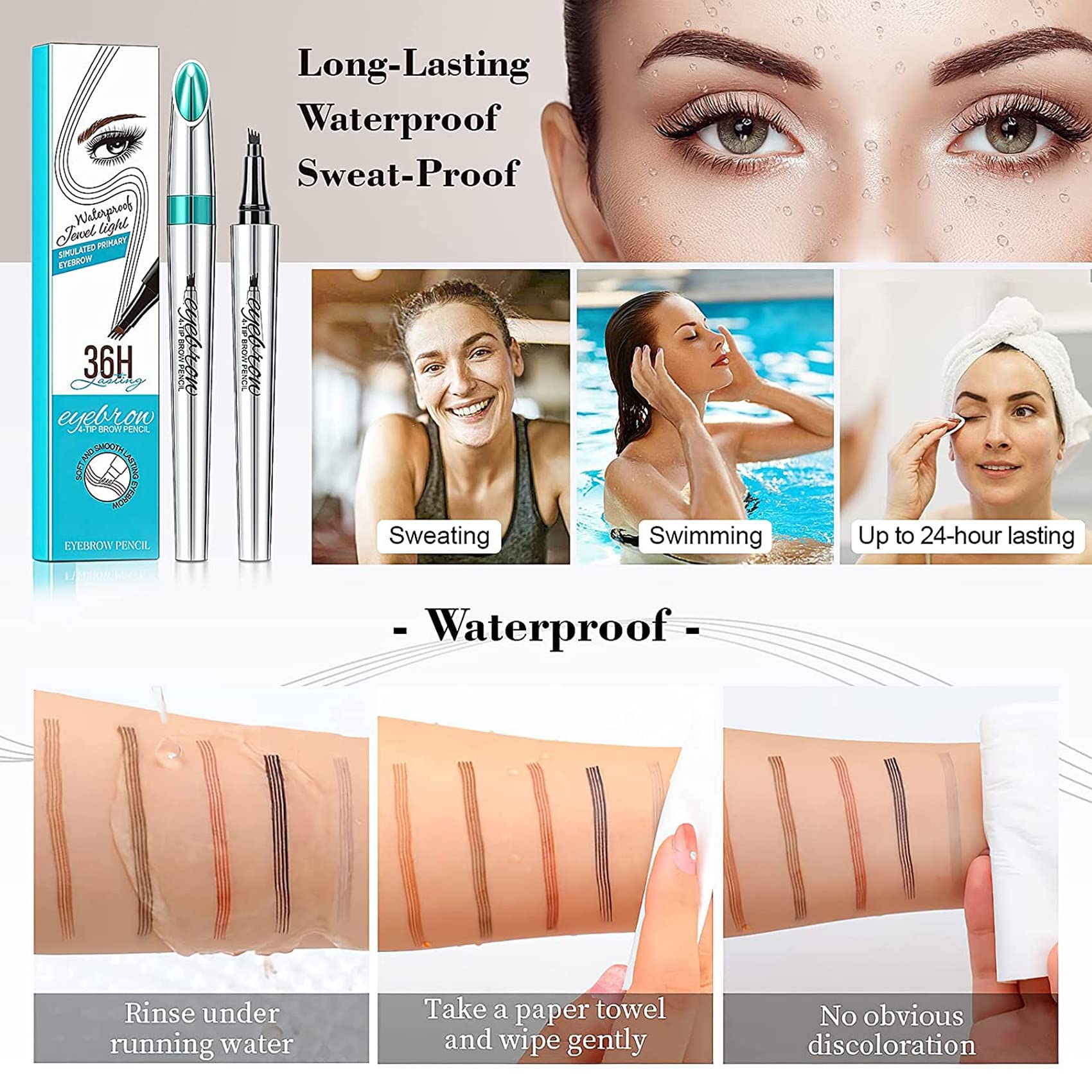 Eyebrow Pencil Eyebrow Microblading Pen - Eye Makeup Eyebrow Pen Micro 4 Point Brow Pen Lift & Snatch Eyebrow Microblading Pen Long-Lasting Waterproof Natural Eyebrow Hair (Gray)