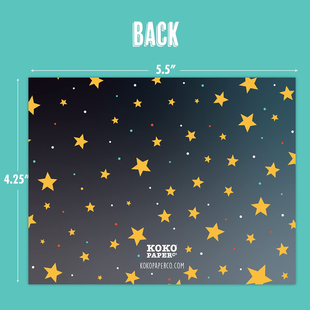Koko Paper Co Space Multiple-choice Fill-in Thank You Cards | 25 Flat Cards and 25 Bright White Envelopes | Printed on Heavy Card Stock.
