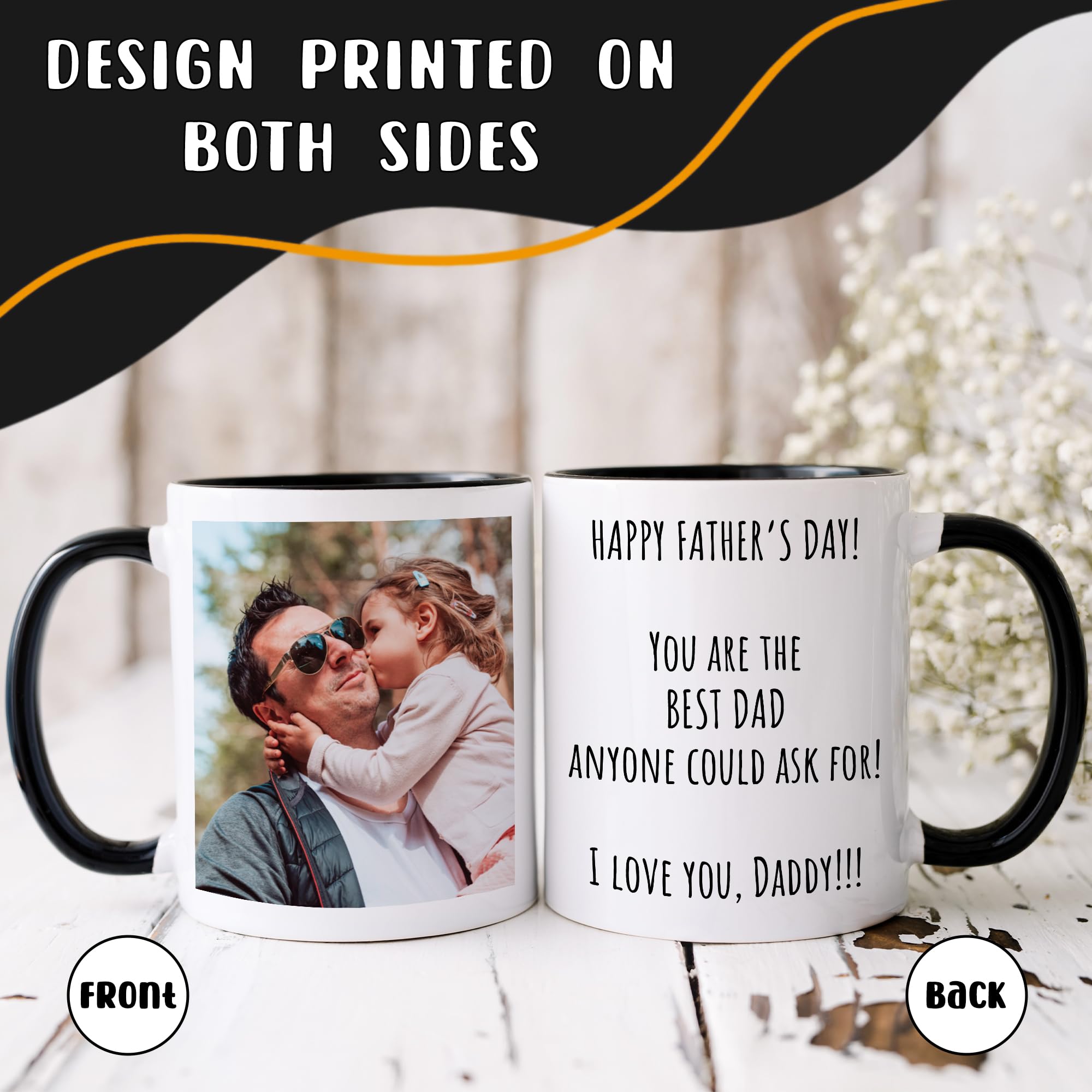 Giftbees Personalized Coffee Mug, Custom Picture Text or Logo Ceramic Mug, Customized Gift for Men & Women, Taza Personalizada with Photo and Words, Customizable 11 Oz Tea Cup | White