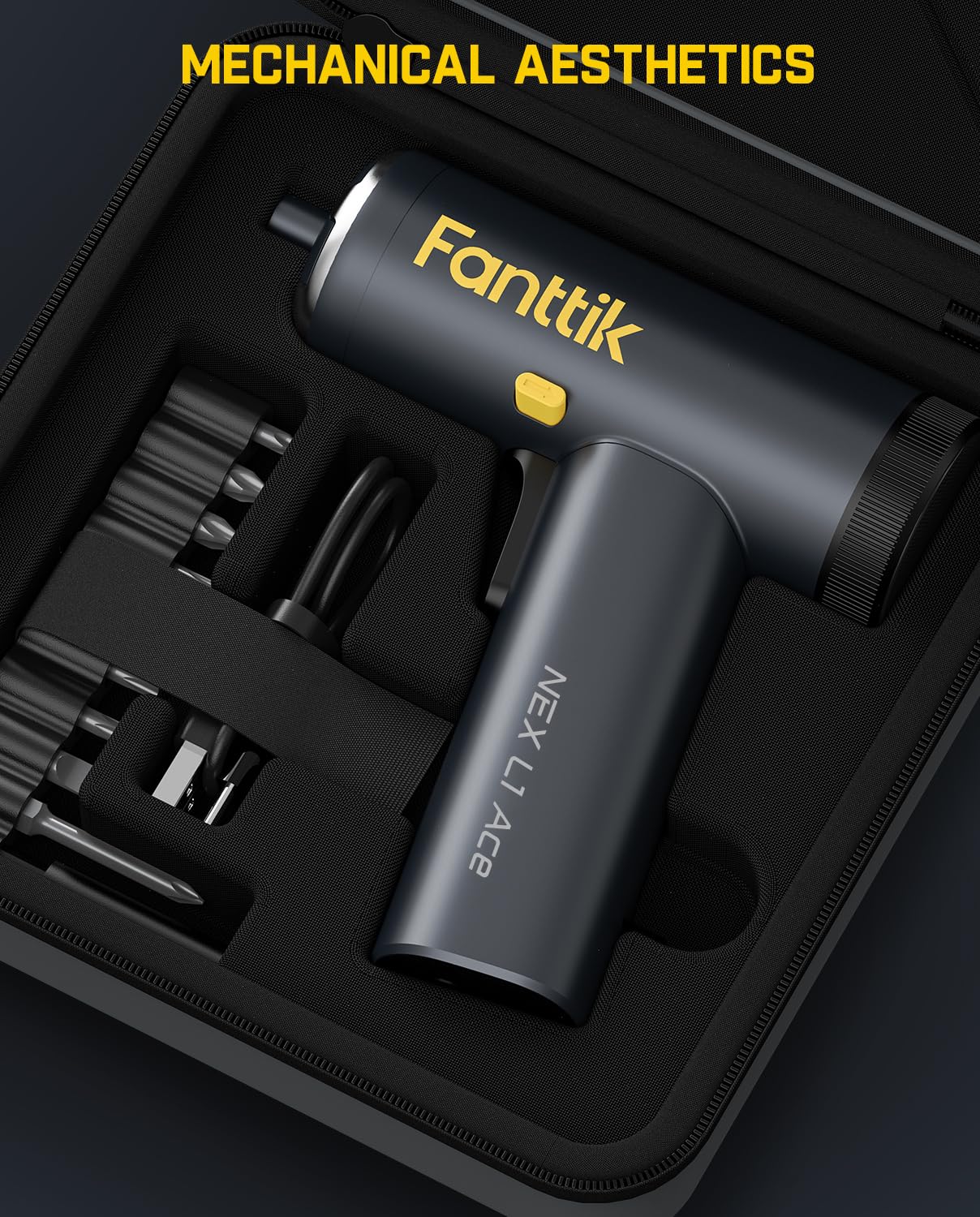 Fanttik L1 Ace 3.7V Cordless Screwdriver, Electric Screwdriver Kit with EVA Storage Bag, 6 Settings Torque Knob, HD Display, 2000mAh, LED Light, 1/4''Hex, Repair Tool for Desktop/Furniture