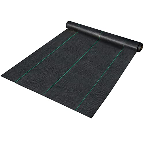 Happybuy 6x300ft Premium Weed Barrier Landscape Fabric Heavy Duty 2.4OZ, Woven Weed Control Fabric, High Permeability Good for Flower Bed, Geotextile Fabric Underlayment, Driveway Fabric Ground Cover