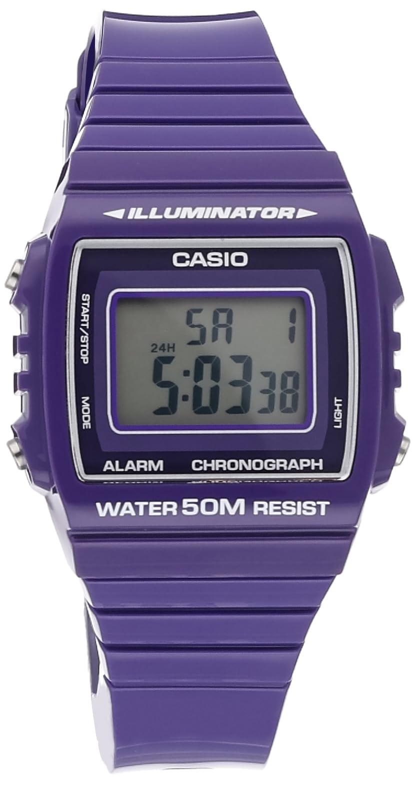 Casio W-215H-6 Men's Digital Quartz Watch with Resin Strap, Purple/Grey, Bracelet