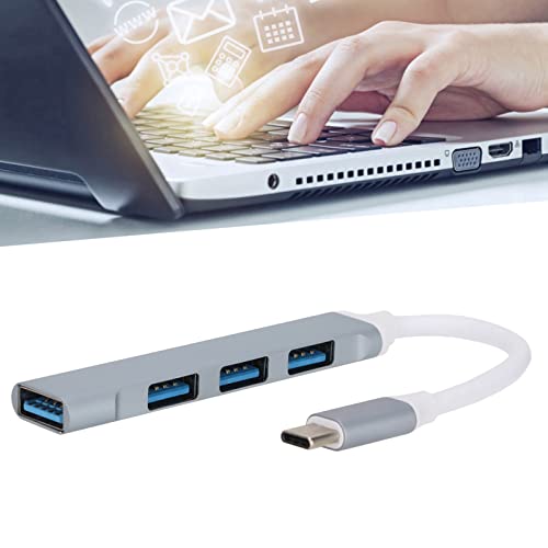 Lairun USB C Hub, Stable Data Transmission Speed Simple Operation 4 in 1 Light Weight USB Docking Station USB C to USB for Keyboard for Tablet for Printer(Grey)