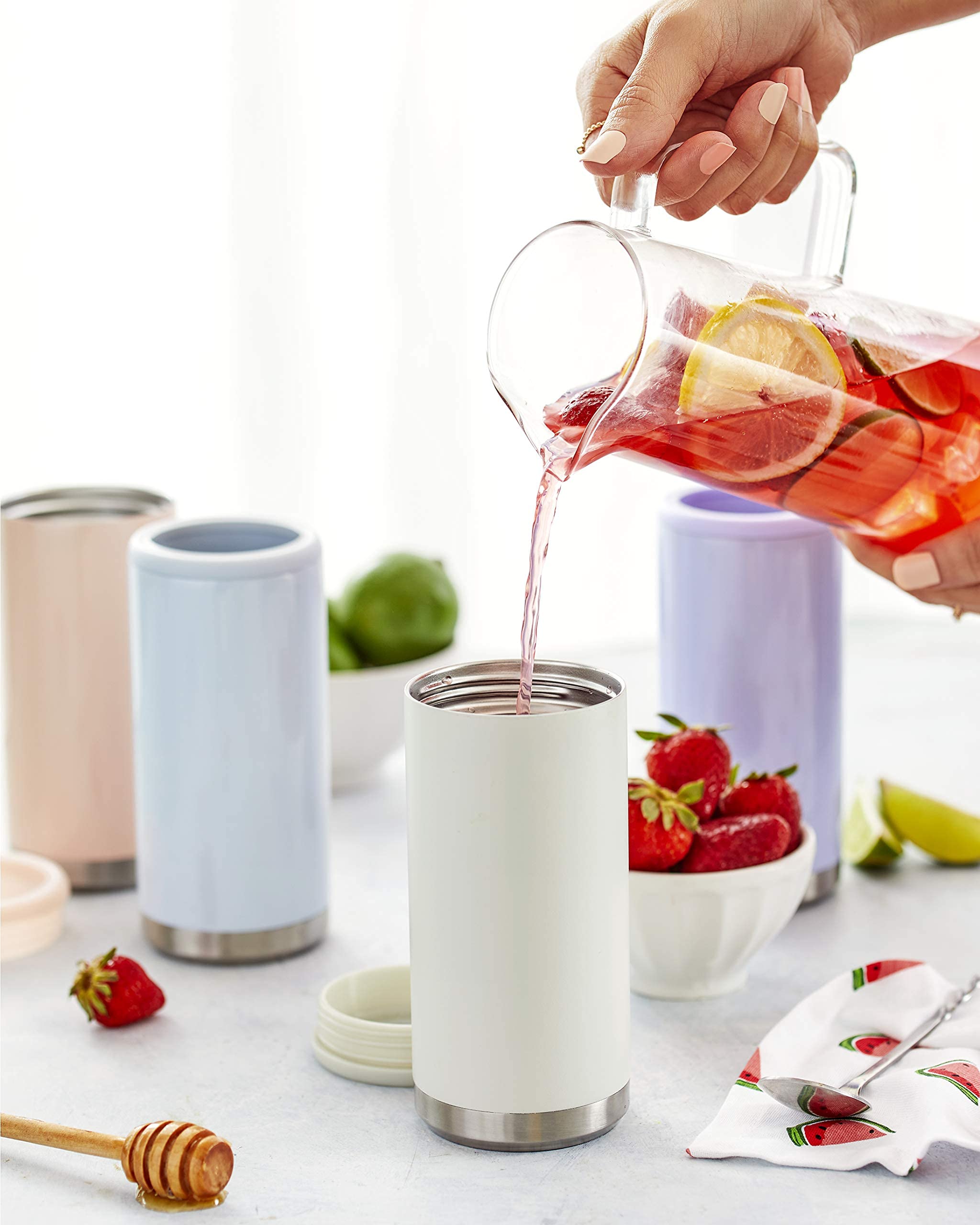Maars Skinny Can Cooler for Slim Beer & Hard Seltzer | Stainless Steel 12oz Sleeve, Double Wall Vacuum Insulated Drink Holder - Silver
