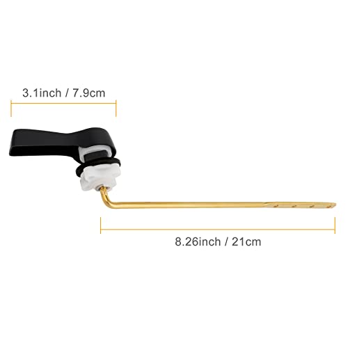 Hibbent 2 Pack Universal Front Mount Toilet Handle Tank Flush Lever Replacement Handle with 2 Pieces Stainless Steel Flapper Chains for Most Front Mount Toilets - Matte Black Finish Toilet Handle