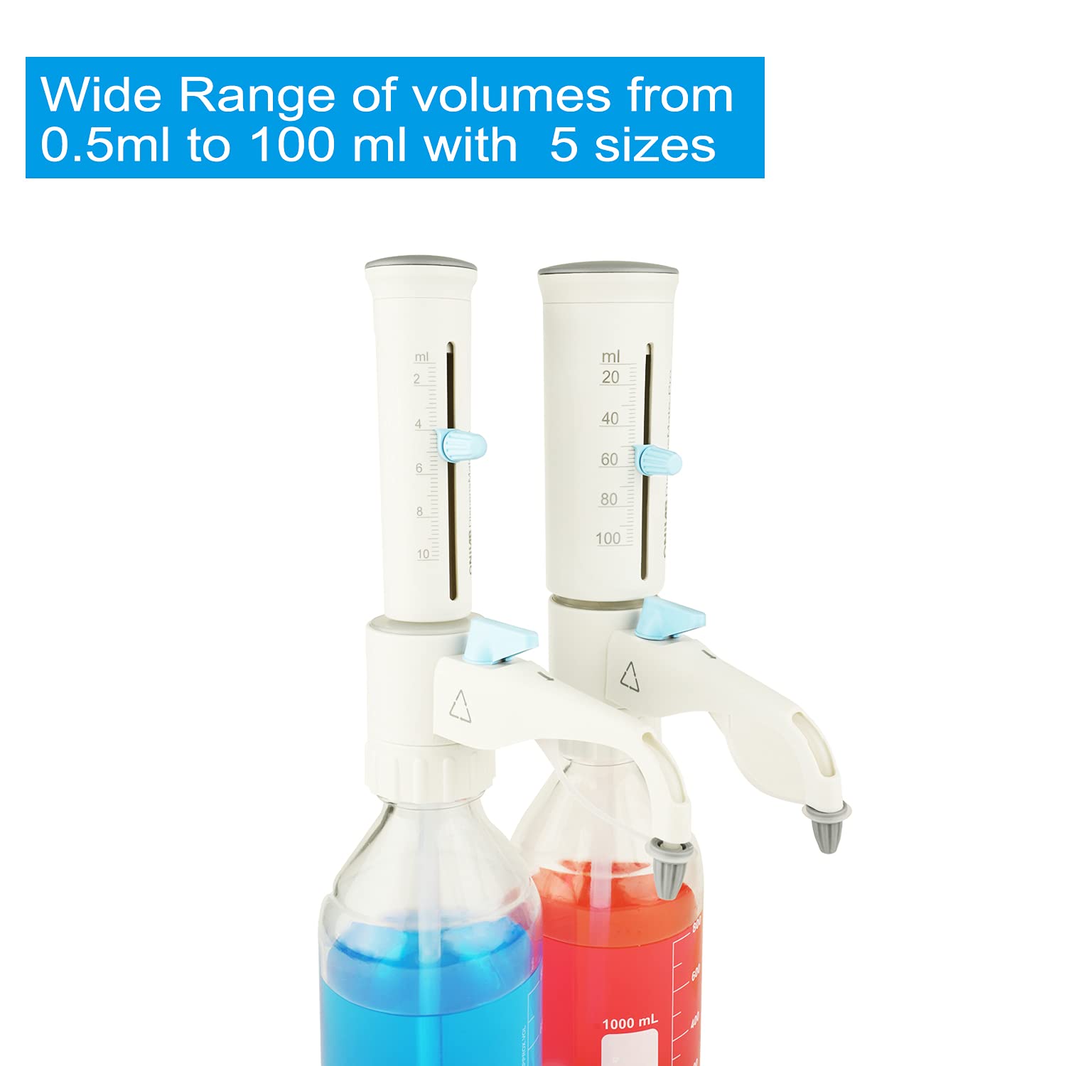 ONiLAB Bottle Top Dispenser with 1L Round Media Storage Bottle(0.5-5ml)