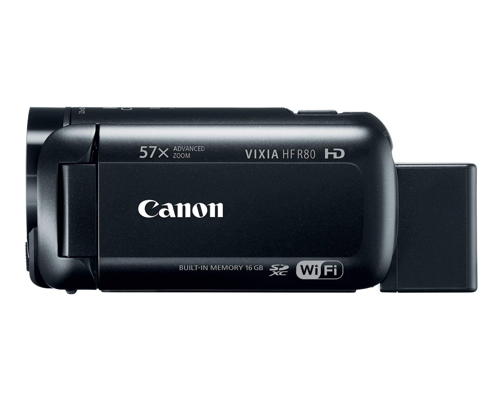 Canon VIXIA HF R80 Portable Video Camera Camcorder with Built-in Wi-fi, Full HD CMOS Sensor, 3.0-inch Touch Panel LCD, Digic DV 4, and 57x Advanced Zoom, Black, Approx. 8.5 oz Body Only