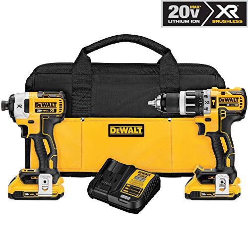 DEWALT 20V MAX XR Brushless Combo Kit with Cordless Orbital Sander (DCK287D2 & DCW210B)