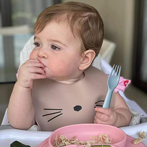 Muulaii 12 Pcs Plastics Toddler Utensils kids Silverware Baby Spoons and Forks Set Baby Feeding Dinnerware Utensils BPA Free Microwave Dishwasher and Freezer Safe (Blue)