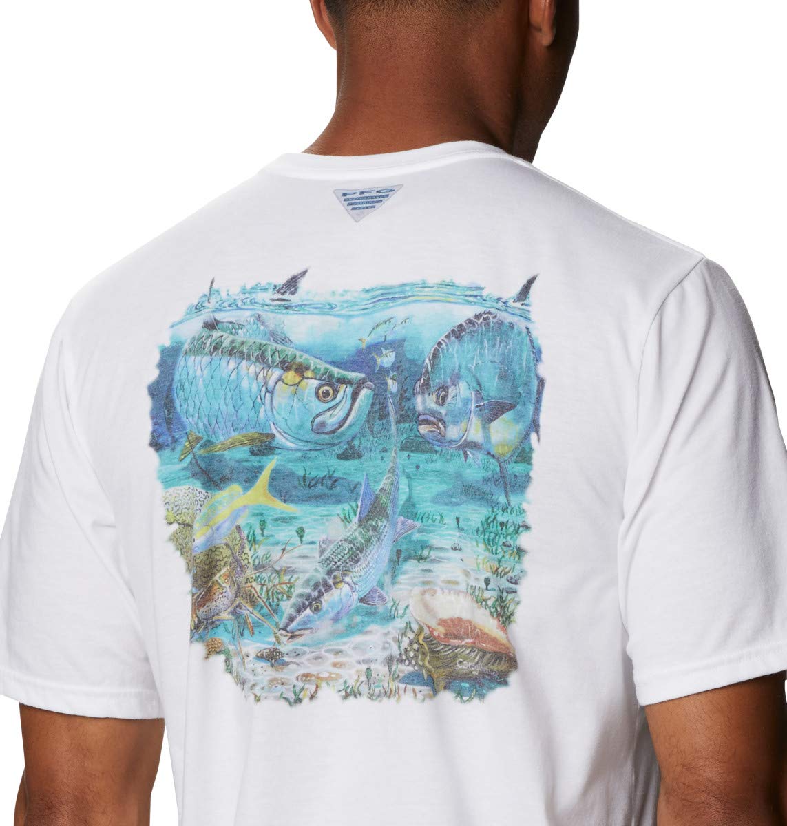 Columbia Men's PFG Carey Chen Graphic Short Sleeve, White/Flats Slam, XX-Large