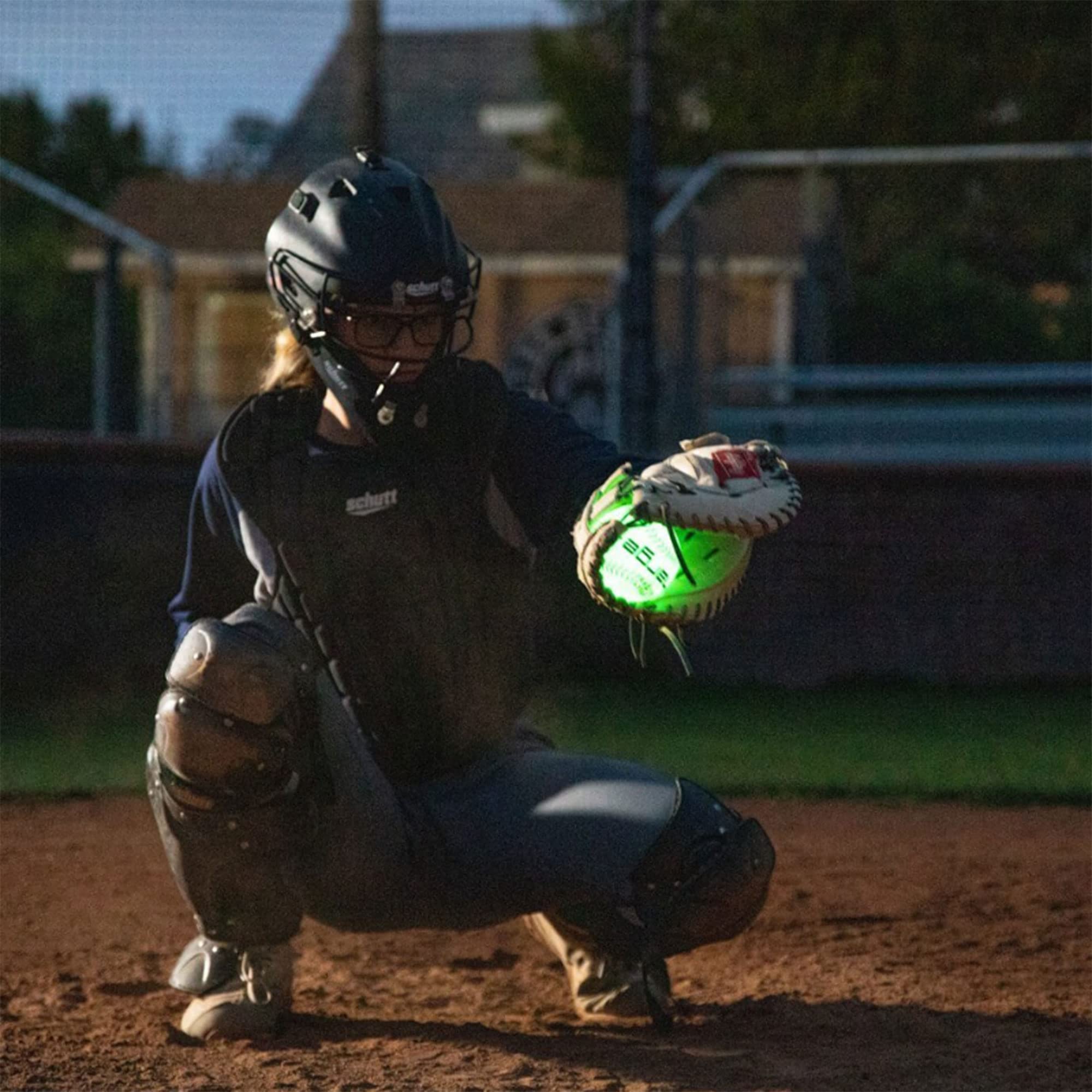 Chargeball Glow In The Dark Light Up Hand Stitched Water Resistant Softball PRO Kit with LED Charging and Carrying Bag for 20 Second Recharge