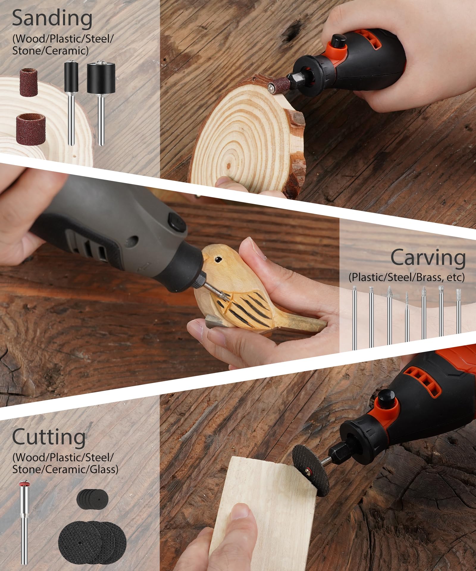 HARDELL Rotary Tool Accessories, 227pcs Power Rotary Tool Accessories Kit, 1/8"(3.2mm) Diameter Shanks, Universal Fitment for Easy Cutting, Polishing, Sanding, Carving, Grinding, Engraving