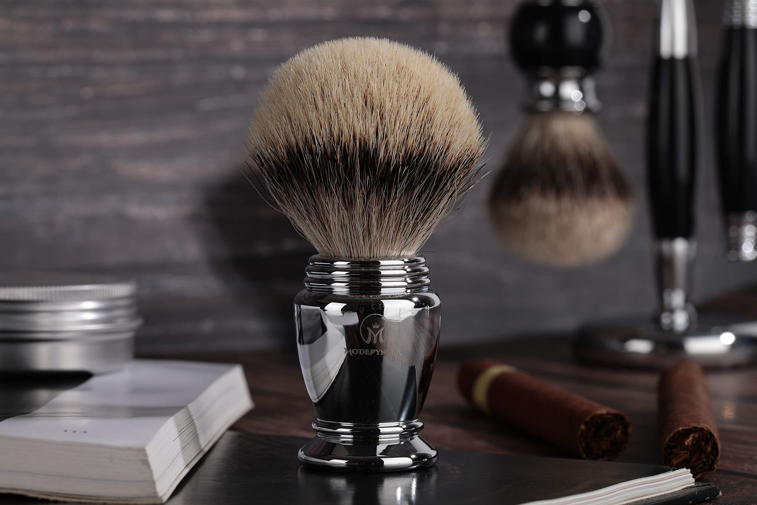 DALIYREPAL Liphontcta 100% Pure Badger Hair Shaving Brush Stainless Steel Metal